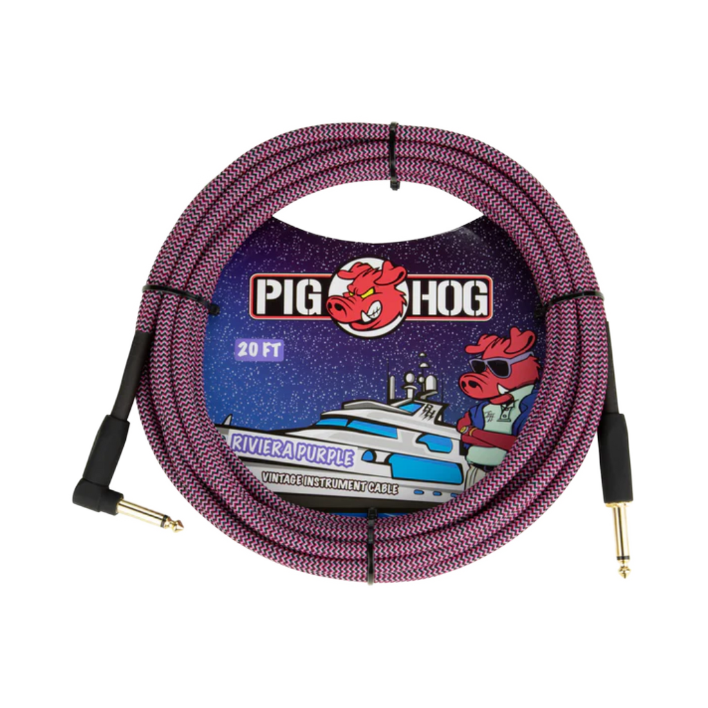 Pig Hog "Riviera Purple" Instrument Cable 20ft. RA – Music Workshop Retail